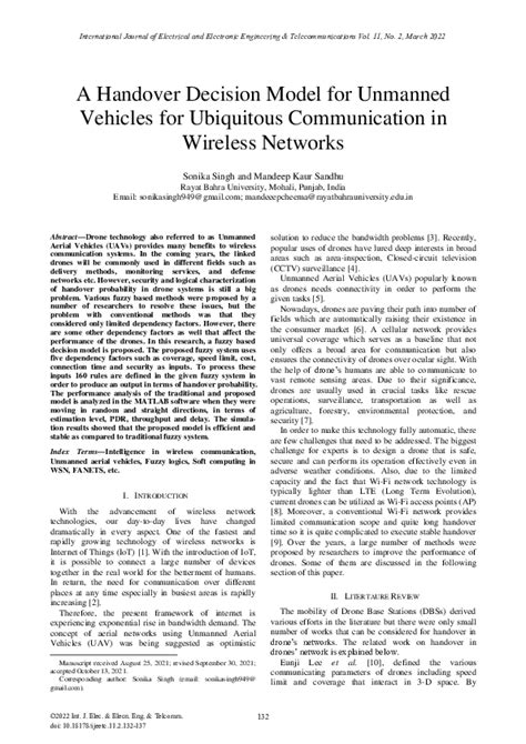 Pdf A Handover Decision Model For Unmanned Vehicles For Ubiquitous Communication In Wireless