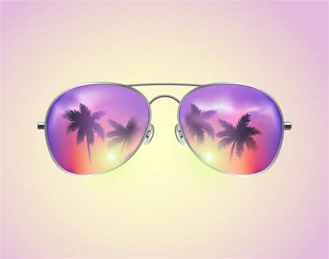 Aviator Sunglasses With Palms Reflection Vector Image