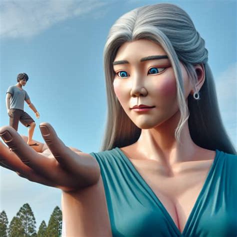 Giant Woman With Tiny Man Fascinating Encounter Revealed Ai Art Generator Easy Peasyai