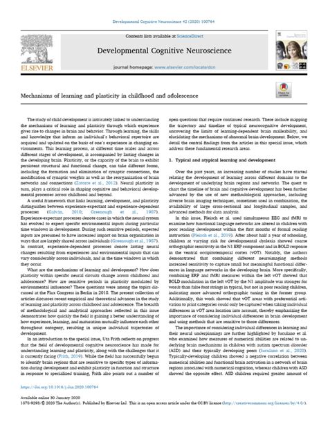 Developmental Cognitive Neuroscience Pdf Neuroplasticity Stress