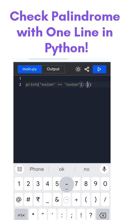 Check Palindrome With One Line In Pythonpythononeliner Codingtips