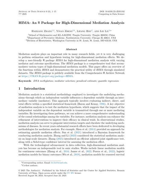 Pdf Hima An R Package For High Dimensional Mediation Analysis