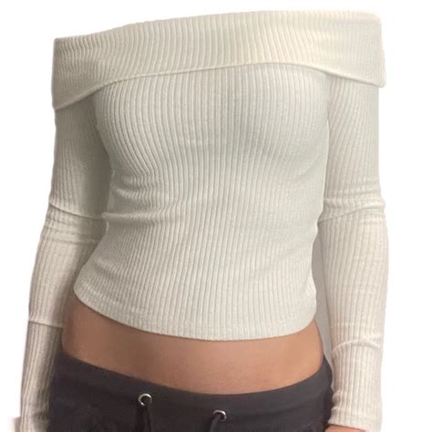 White Off Shoulder Top Stradivarius Worn Once Dm Depop