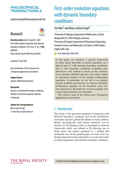 First Order Evolution Equations With Dynamic Boundary Conditions Request Pdf