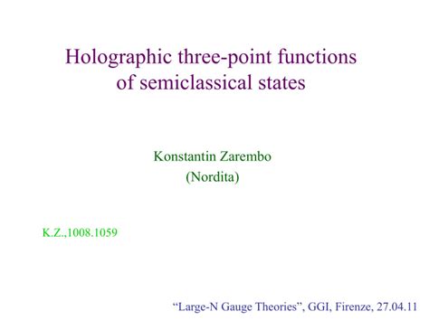 Ppt Holographic Three Point Functions Of Semiclassical States