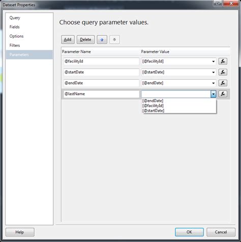 Sql Server Ssrs Parameter Not In List When Adding A New Parameter To