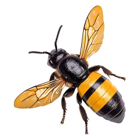 Closeup Of A Bumblebee With Striking Yellow And Black Stripes 57348617 Png