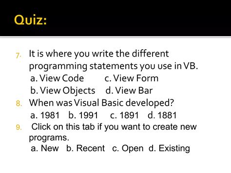Introduction To Visual Basic PPTX Programming Languages Computing