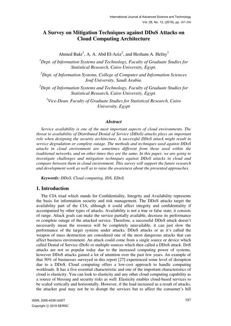 Pdf A Survey On Mitigation Techniques Against Ddos Attacks On Cloud