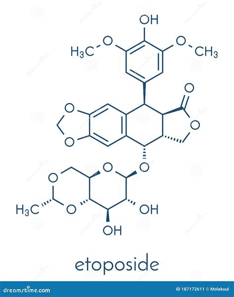 Etoposide Cancer Chemotherapy Drug Molecule Skeletal Formula Stock