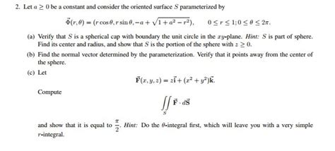solved 2 let a 2 0 be a constant and consider the oriented