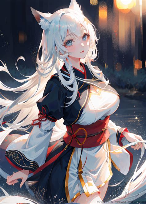 Anime Fox Girl With White Hair