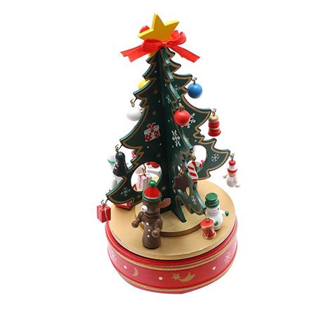 Украси за коледно дърво Коледно дърво Музикална кутия Дървена въртяща се музикална кутия Коледна