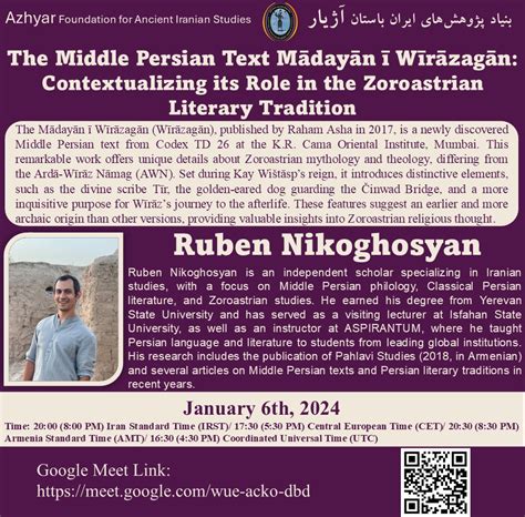 The Middle Persian Text Mādayān ī Wīrāzagān Contextualizing Its Role