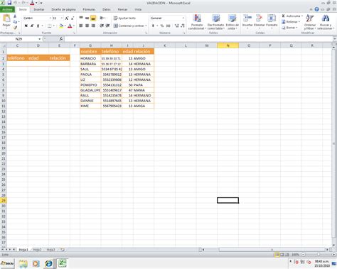 Diario de Proceso de Tecnología Validación de Datos en Excel