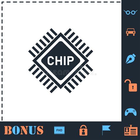 Chip Icon Flat Stock Vector Illustration Of Equipment