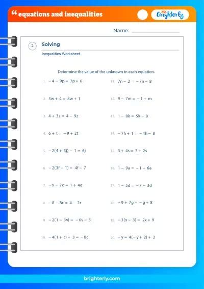 Free Printable Equations And Inequalities Worksheets Pdfs