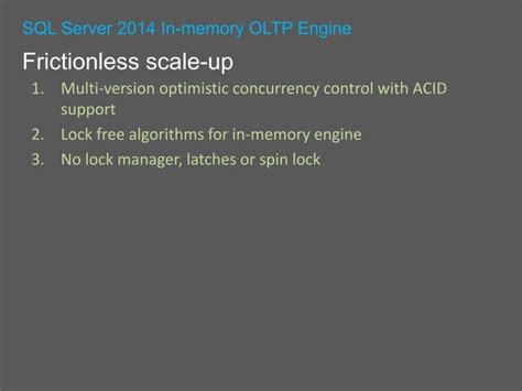 An Introduction To SQL Server In Memory OLTP Engine PPT