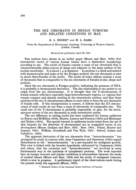 Pdf The Sex Chromatin In Benign Tumours And Related Conditions In Man