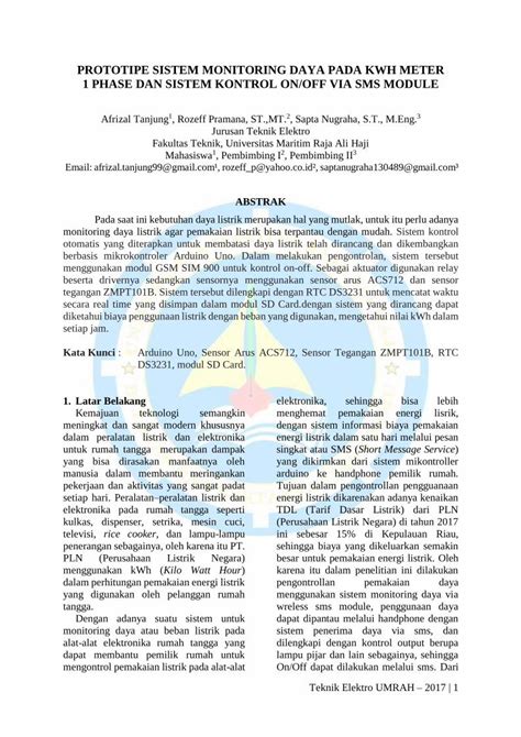 Pdf Prototipe Sistem Monitoring Daya Pada Kwh …jurnal Umrah Ac Id Prototipe Sistem