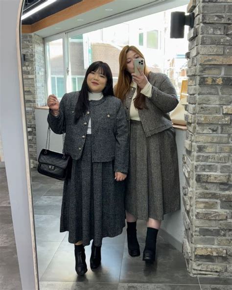 셀럽트위드set ~110~44인치까지 빅사이즈 페미닌 트위드자켓 스커트 투피스 정장세트 하객룩 상견례룩 에이블리