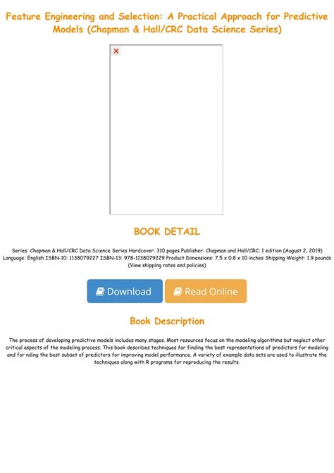 Read Book PDF Feature Engineering And Selection A Practical Approach For Predictive Models