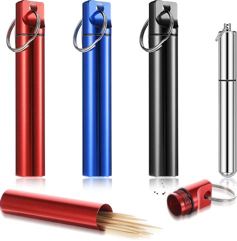 Gjinxi Portable Toothpick Holder 4pcs Metal Toothpicks