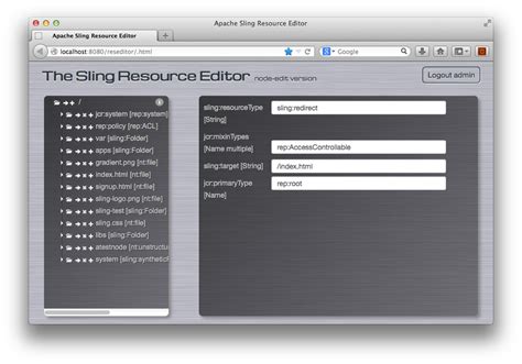 Apache Sling The Apache Sling Resource Editor