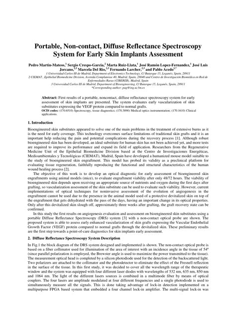 Pdf Portable Non Contact Diffuse Reflectance Spectroscopy System