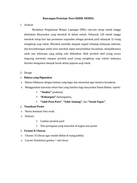 Rancangan Prototype Teori Addie Model Pdf
