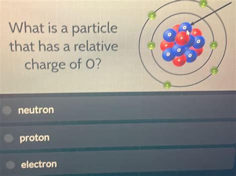 Solved What Is A Particle That Has A Relative Charge Of O Neutron Proton Electron [chemistry]