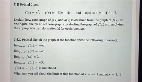 Solved 2 5 Points Given Fxx2gx−5x42 And