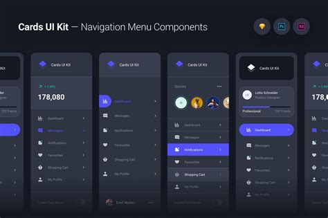 Cards UI Kit Navigation Menu Components Widgets Download Interface Design Navigation Design