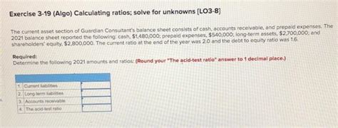 solved exercise 3 19 algo calculating ratios solve for