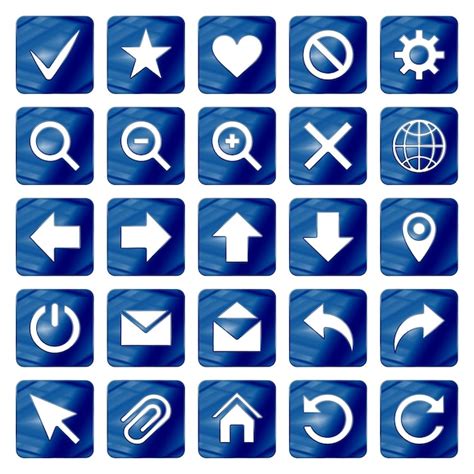 Premium Vector Dark Blue Colored Metal Chrome Web Icons Set Vector