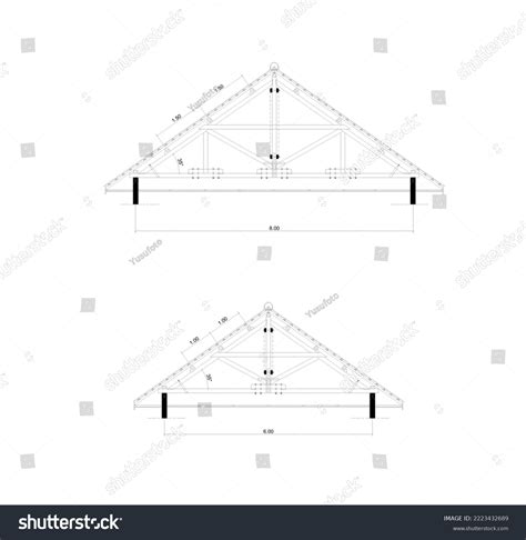 Sketch Structure Framework Wooden Roof Construction Stock Vector