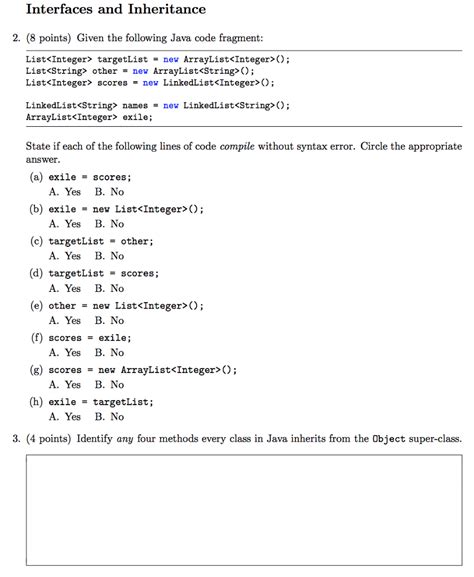solved interfaces andinheritance 2 8 points given the