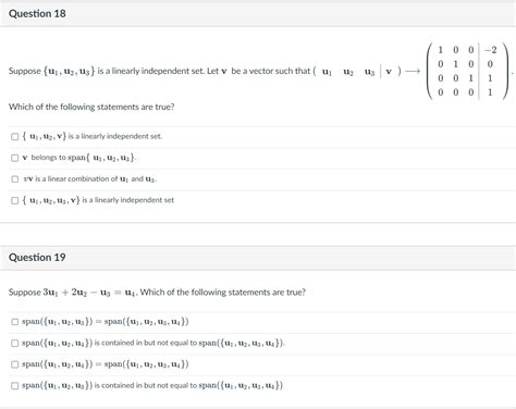 Solved Question 18 ﻿suppose U1u2u3 Is ﻿a Linearly