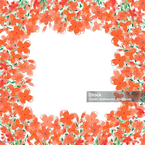 손으로 그린 수채화 추상 오렌지 데이지 꽃 프레임 테두리 흰색 배경에 고립되어 있습니다 카드 앨범 포스터 및 기타 인쇄물에 사용할 수 있습니다 0명에 대한 스톡 벡터 아트