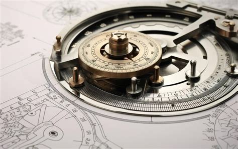 Premium Photo Compass Protractor Engineering Drafting Tools