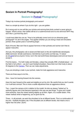 Sexism In Portrait Photography PDF
