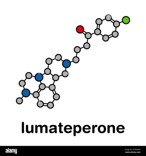 Lumateperone Antipsychotic Drug Molecule Stylized Skeletal Formula Chemical Structure Atoms