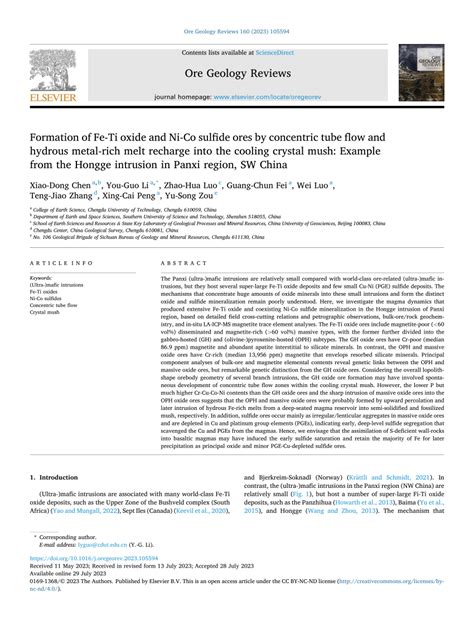 Pdf Formation Of Fe Ti Oxide And Ni Co Sulfide Ores By Concentric
