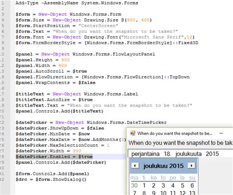 Winforms NET DateTimePicker Calendar Not Appearing In PowerShell Form Stack Overflow