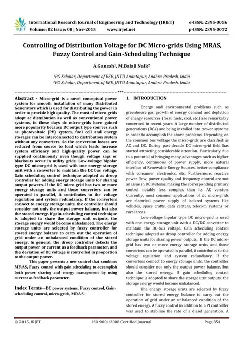 pdf controlling of distribution voltage for dc micro grids