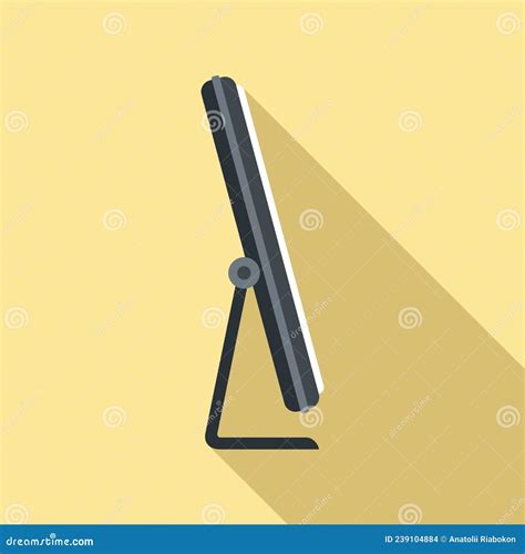 Side View Monitor Icon Flat Vector Computer Screen Stock Illustration Illustration Of