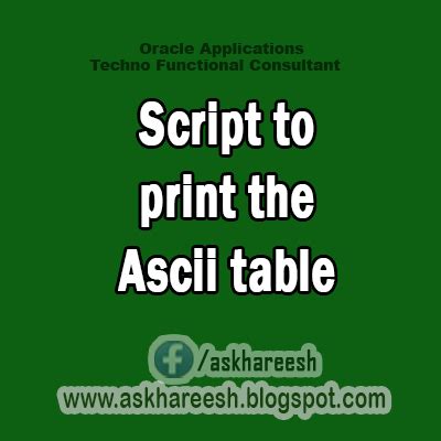 Script To Print The Ascii Table AskHareesh Blog Oracle Apps Fitness By Hareesh Pothuguntla