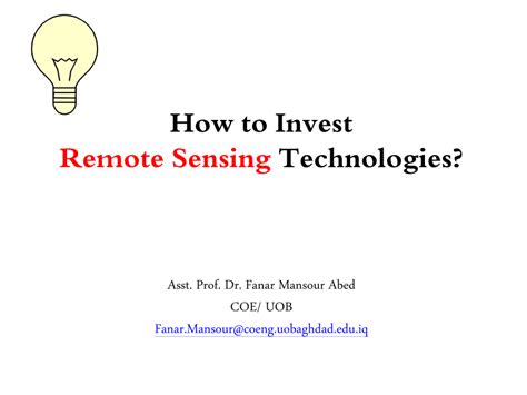Pdf How To Invest Remote Sensing Techniques