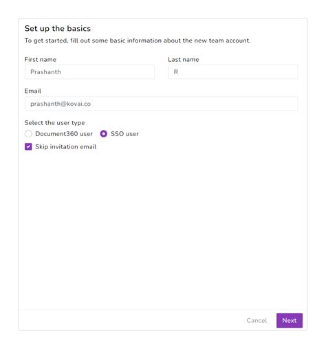 adding or inviting enterprise sso users document360