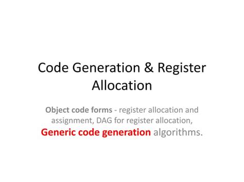 Code Generation In Compiler Design Ppt